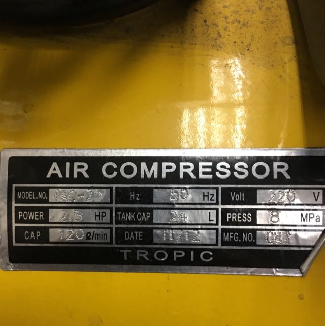 Tropic Air Compressor 2.5HP, TV & Home Appliances, Air Conditioners ...