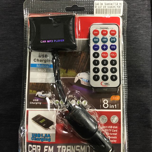 [BMC] 8 In 1 Car FM Transmitter with SD/microSD Card Slot, USB Charging ...