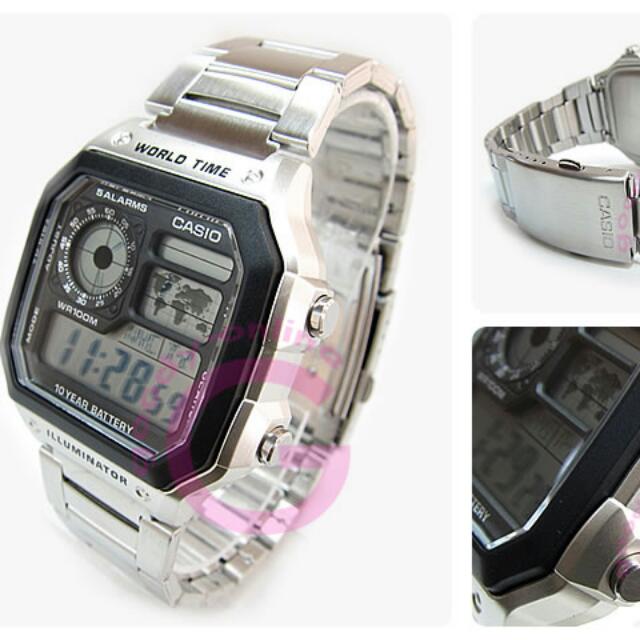 Brand New Vintage style world time Casio metal watch! solid built ...