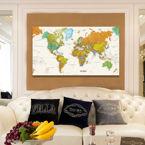 Framed World Map (Ready to Hang), Furniture & Home Living, Home Decor ...
