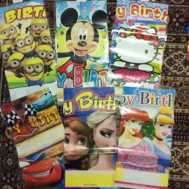 Sale!!! Birthday Wall Banner Character Theme (90cmx58cm), Babies & Kids ...