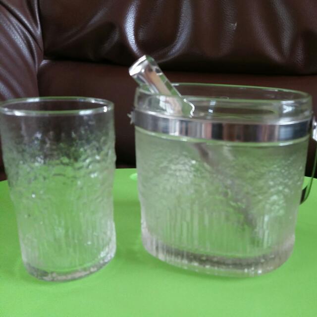 Vintage Glass Ice Container With 5 Pcs Of Glasses,, Furniture & Home ...