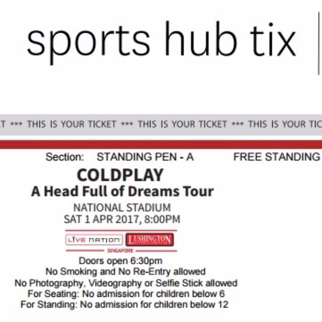 Coldplay Concert Ticket, Tickets & Vouchers, Event Tickets on Carousell
