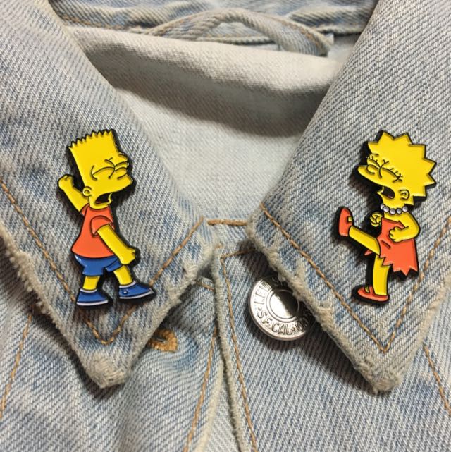 Bart & Lisa Simpson Siblings Fight Enamel Pin Set, Women's Fashion ...