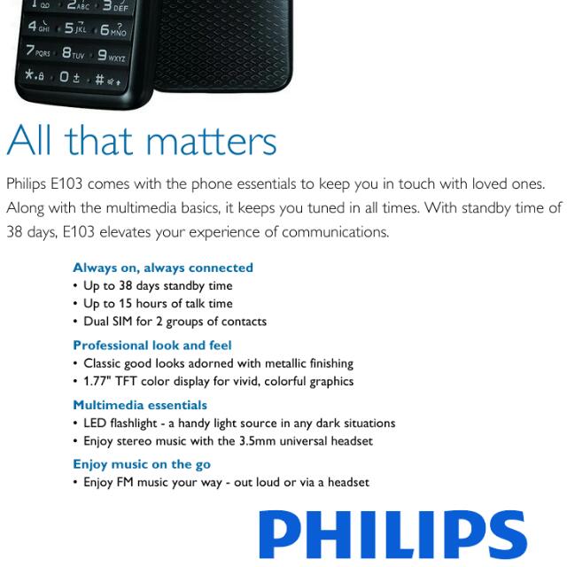 BRAND NEW!Philips Xenium E103 Dual Sim Phone, Mobile Phones & Gadgets, Mobile Phones, Android ...