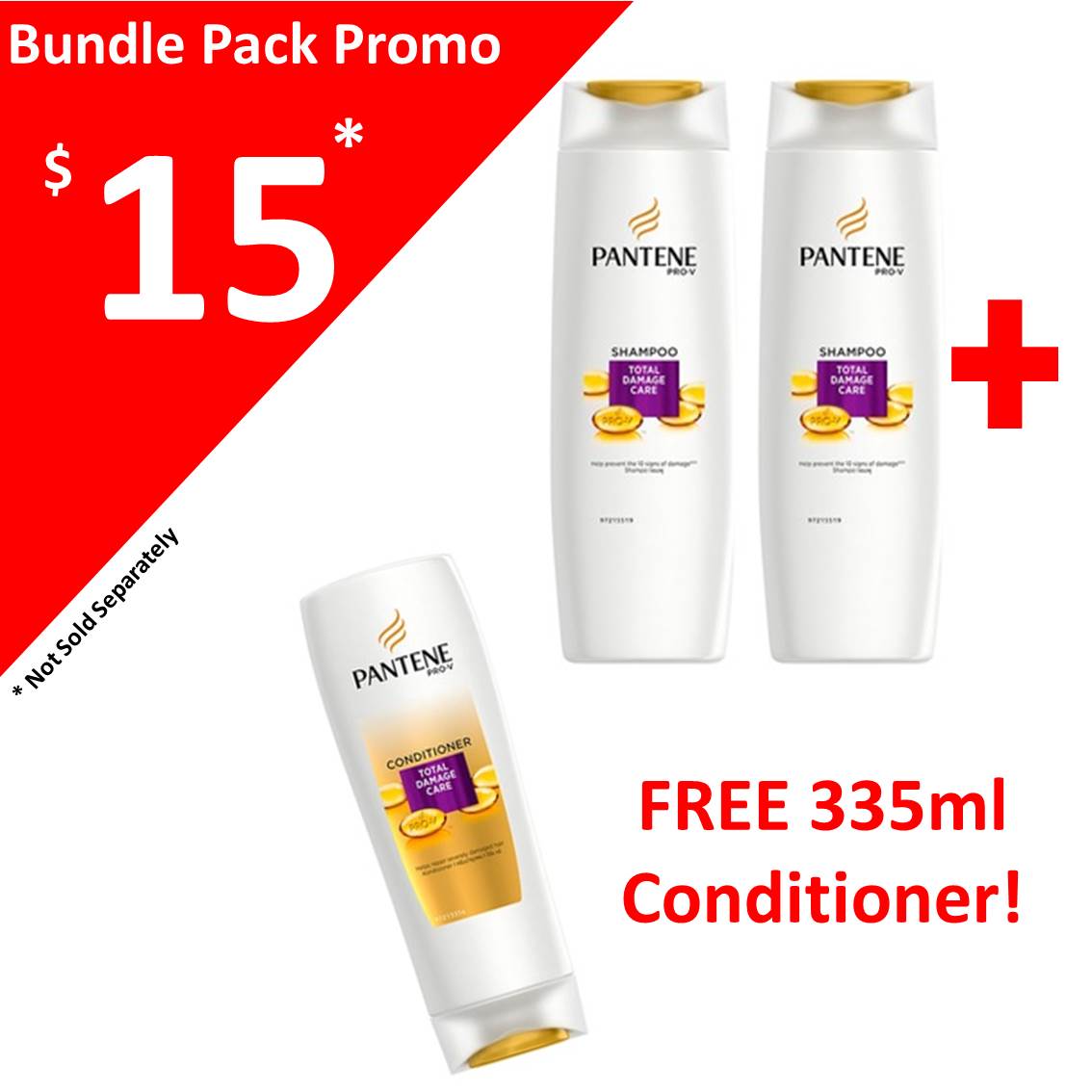 [Bundle Pack Promo] 2x Pantene Pro-V Total Damage Care Shampoo (340ml) + FREE 1 bottle Total ...