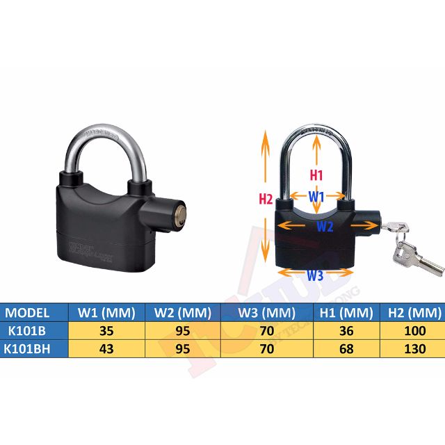 [KINBAR] Siren Alarm Padlock K101B/BH, Furniture & Home Living ...