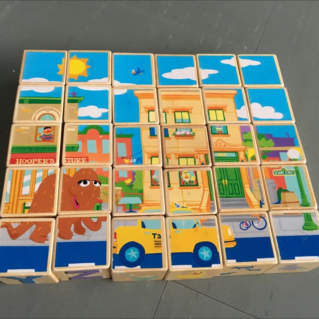 Sesame Street Wooden Blocks, Hobbies & Toys, Toys & Games on Carousell