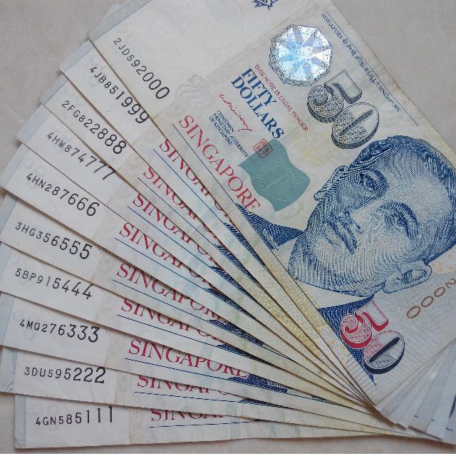 Singapore $50 Banknote almost solid number, Hobbies & Toys, Memorabilia ...