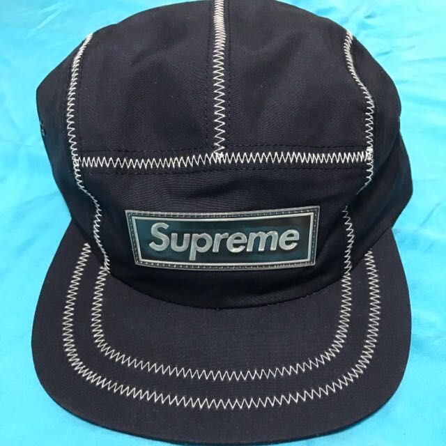 Supreme Contrast Stitch Cap Navy Blue, Men's Fashion, Watches ...