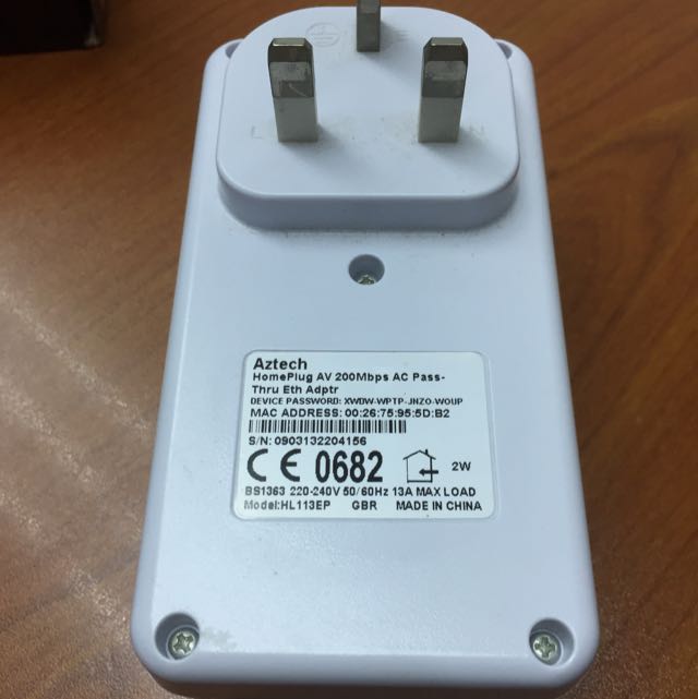Aztech Home Plug AV 200mbps Pass Thru Set, TV & Home Appliances, TV ...