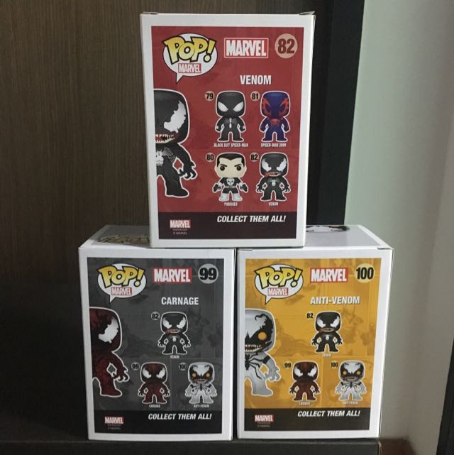Funko Pop! #82 Venom #99 Carnage #100 Anti-Venom, Hobbies & Toys, Toys ...