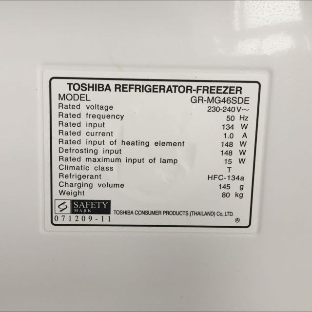 Toshiba Hybrid Plasma Refrigerator, TV & Home Appliances, Kitchen ...