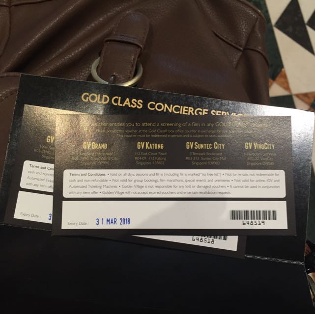 2x GV Gold Class Tix valid All Days Including PH, Tickets & Vouchers ...