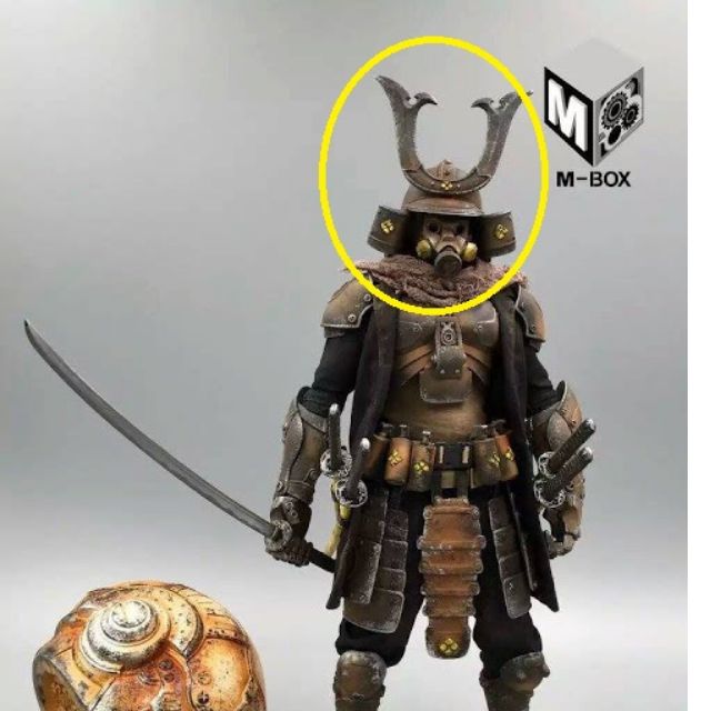 [NOT FOR Human head or COSPLAY] 1/6 Scale Japanese Samurai Helmet Gas ...