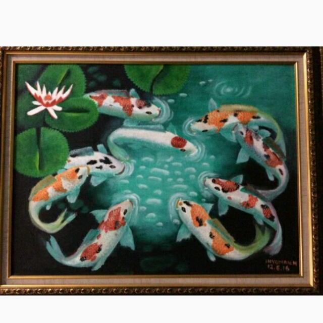 Lukisan Kanvas Ikan + Frame, Perabotan Rumah di Carousell