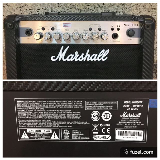Marshall MG15CFX Carbon Fiber Series 15W Combo Electric Guitar Amp ...