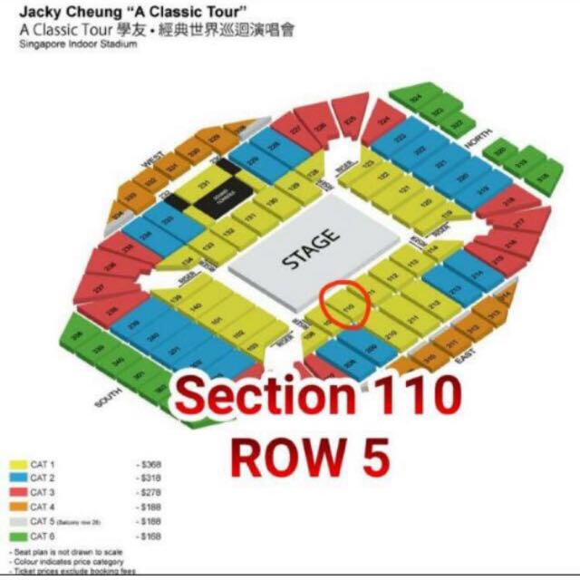 CAT 1 Jacky Cheung "A Classic Tour" Concert Ticket Section 110 Row 5 ...