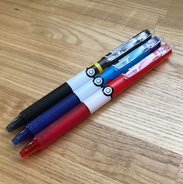 Rare! Japan Pokemon Centre Pokeball Frixion Pens Set Of 3, Video Gaming ...