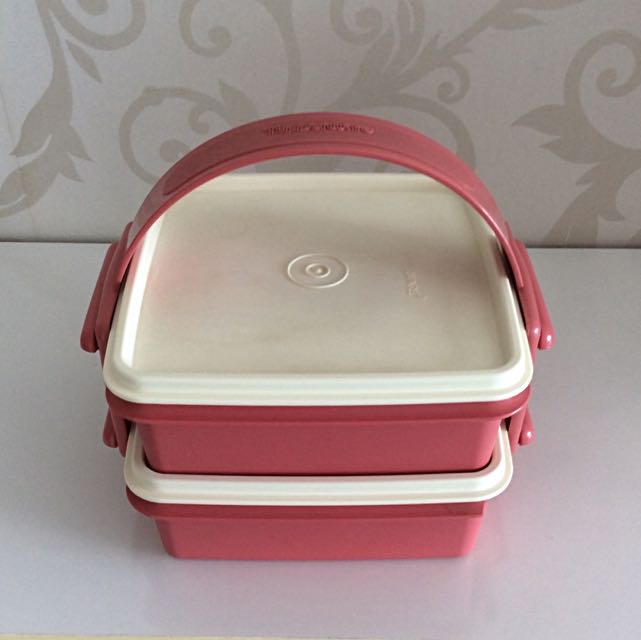 Tupperware Square Box Container 2 Nos With Removable Handle ., TV ...