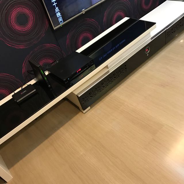 Hybrid TV Console with Soundbar Speakers 2-piece adjustable design ...