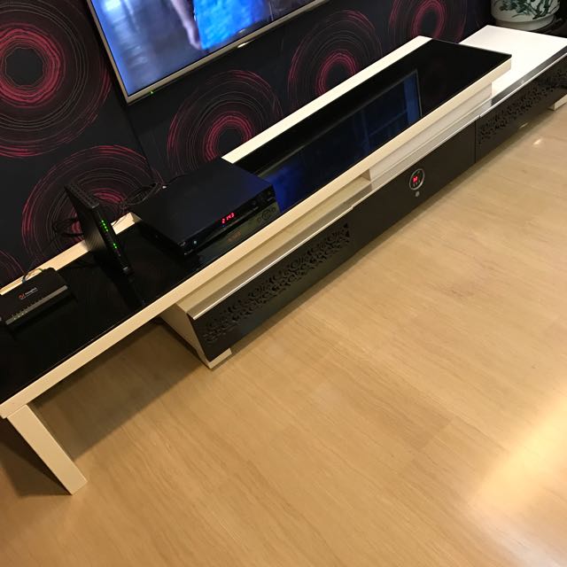 Hybrid TV Console with Soundbar Speakers 2-piece adjustable design ...