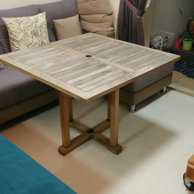 Wood Table 100cm X 100cm. 50$ Only, Furniture & Home Living, Furniture ...
