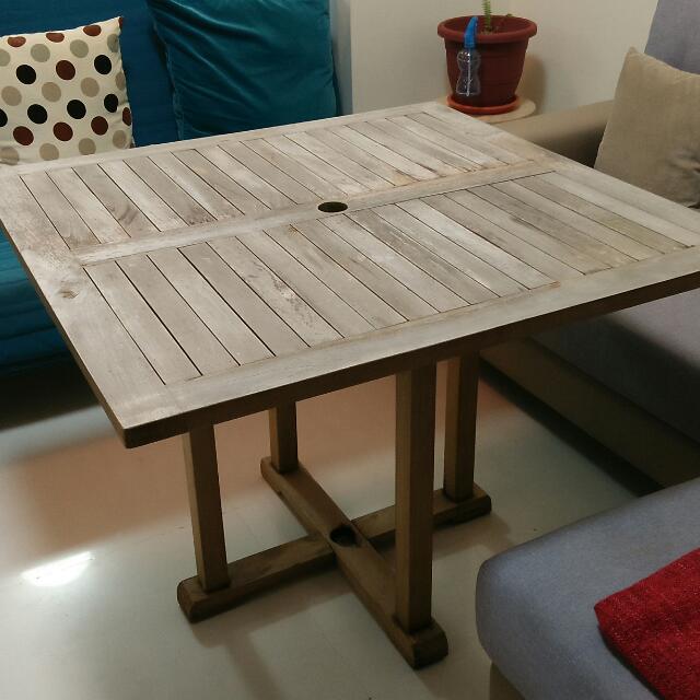 Wood Table 100cm X 100cm. 50$ Only, Furniture & Home Living, Furniture ...