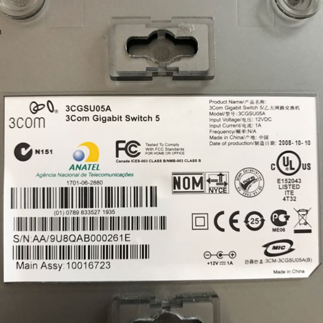 3Com Gigabit Switch 5-Ports, Computers & Tech, Parts & Accessories ...