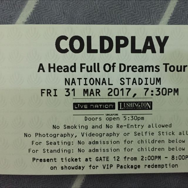 Coldplay VIP Ticket, Tickets & Vouchers, Event Tickets on Carousell