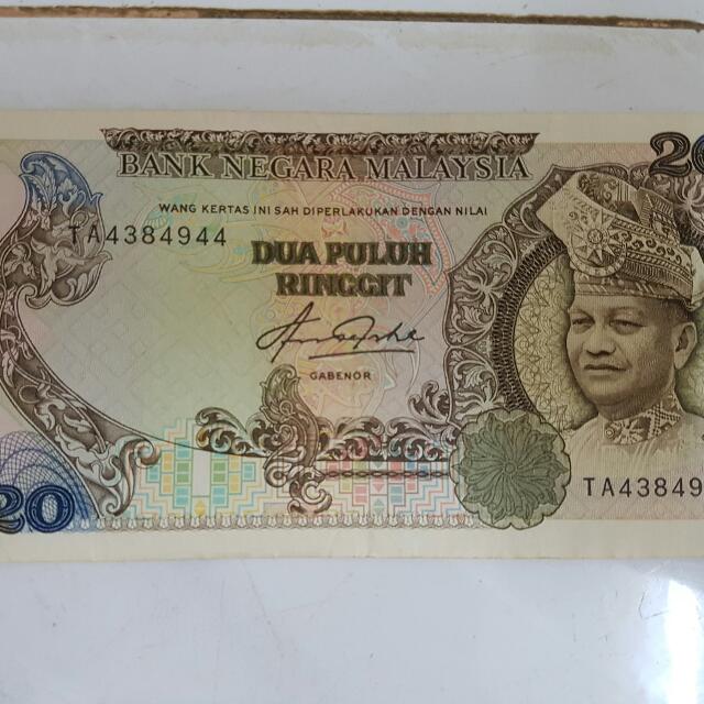 Malaysia 20 ringgit old note 1 piece, Hobbies & Toys, Memorabilia ...