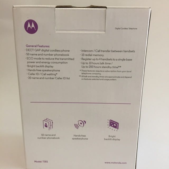 Motorola T301 Digital Cordless Telephone, Mobile Phones & Gadgets, Wearables & Smart Watches on ...
