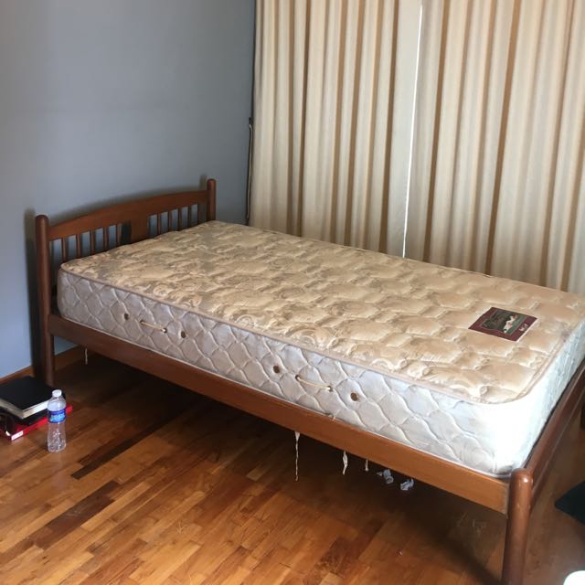Super Single Bed + Mattress, Furniture & Home Living, Furniture, Bed ...