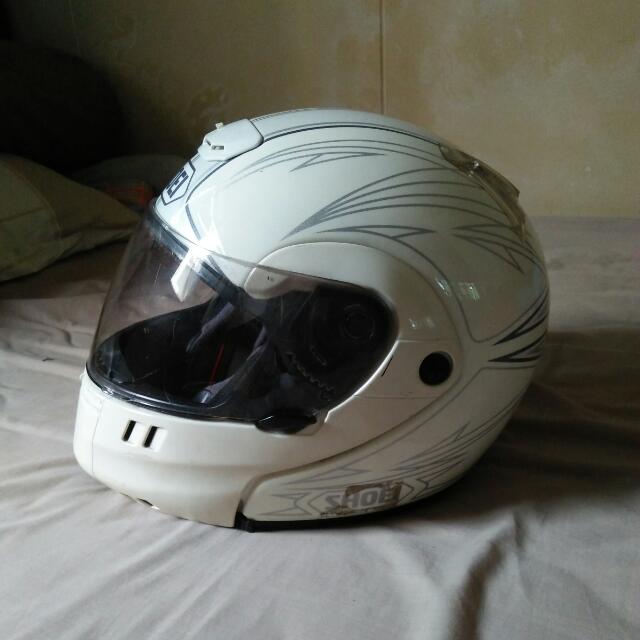 Shoei Syncrotec Flip Up Helmet, Car Accessories on Carousell