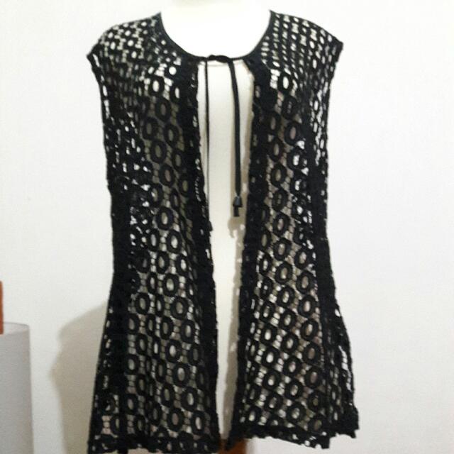 Beach Outer / Bikini Outer outer jaring hitam, Fesyen Wanita, Pakaian ...