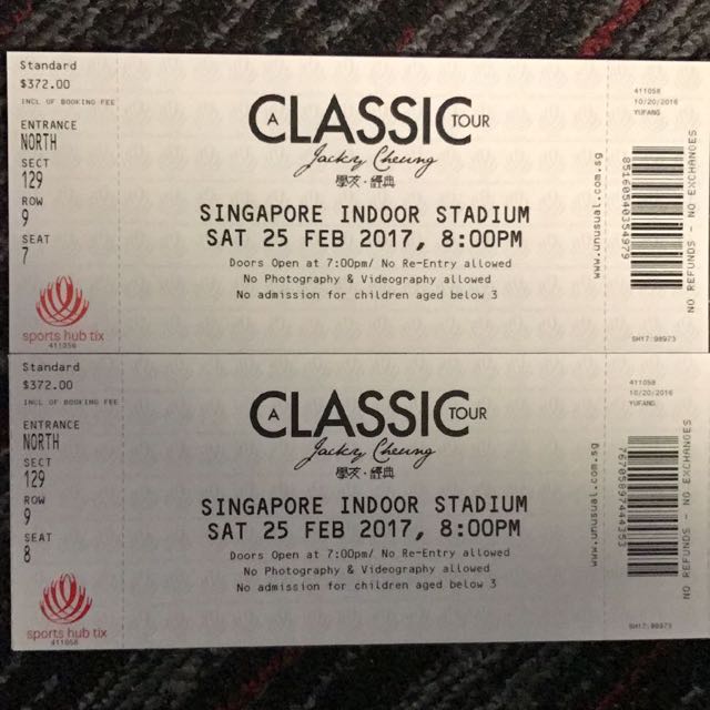 Jacky Cheung Ticket, Tickets & Vouchers, Event Tickets on Carousell