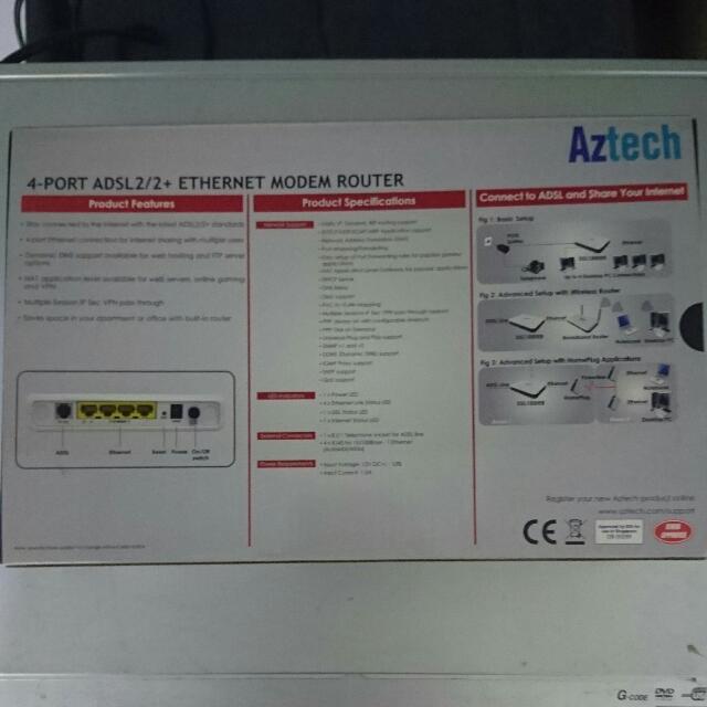 Aztech DSL1000ER modem router, Computers & Tech, Parts & Accessories ...