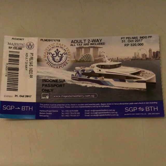 Batam Ferry Ticket 1 Way, Tickets & Vouchers, Local Attractions ...