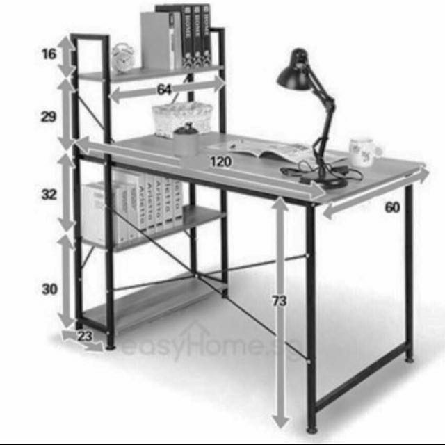 Computer Table With Bookshelf And Keyboard Tray, Furniture & Home ...