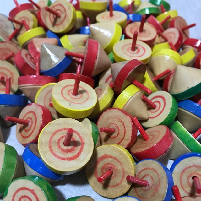 Mini Wooden Spinning Top, Hobbies & Toys, Toys & Games on Carousell