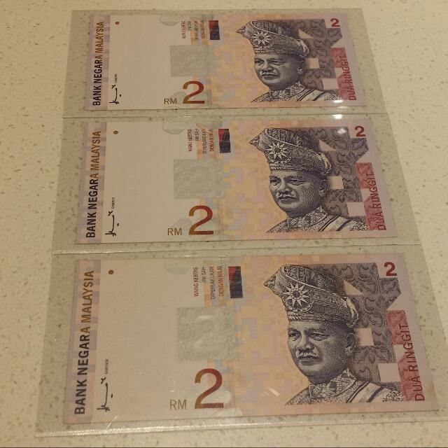Malaysia 2 Ringgit x 5 running numbers, Hobbies & Toys, Memorabilia ...