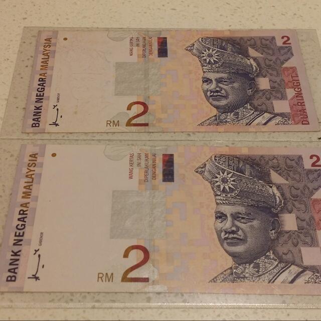 Malaysia 2 Ringgit x 5 running numbers, Hobbies & Toys, Memorabilia ...