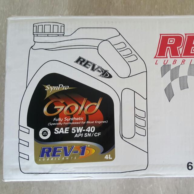 REV-1 SynPro Gold Fully Synthetic Engine Oil SAE 5W-40, API SN/CF (4L ...