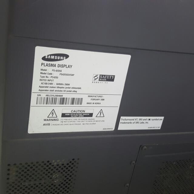 Samsung 42 Inch Plasma Tv, TV & Home Appliances, TV & Entertainment, TV ...