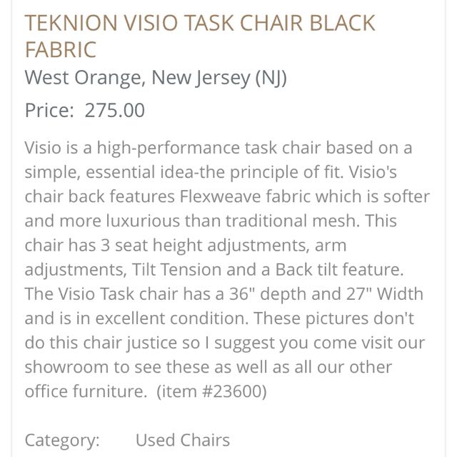 Teknion Visio Task Chair, Furniture & Home Living, Furniture, Chairs on ...