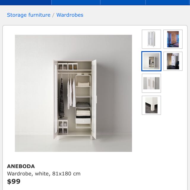 IKEA Aneboda White Wardrobe, Babies & Kids, Baby Nursery & Kids ...