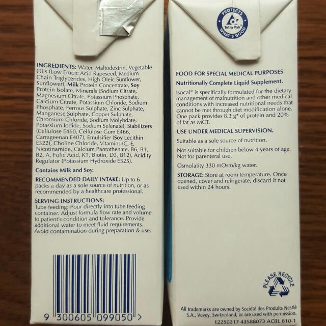 Isocal Milk Feed (Nestle Health), Babies & Kids, Nursing & Feeding ...