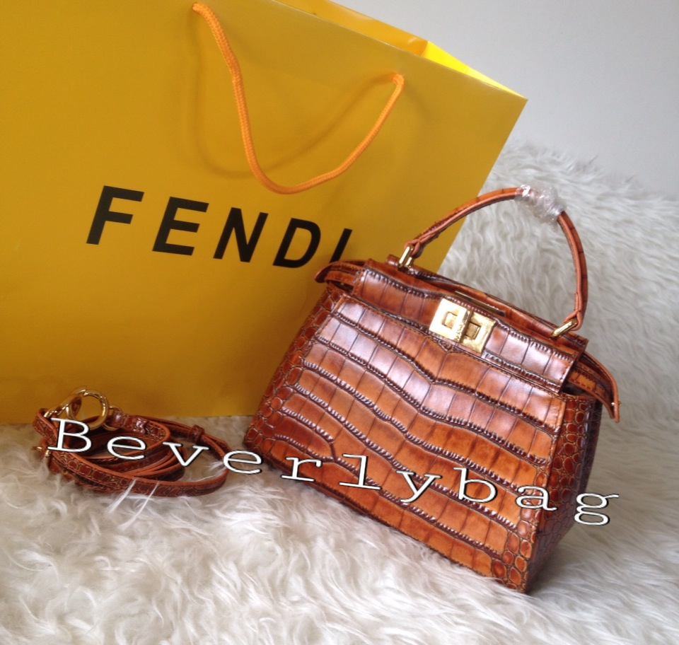 jual tas bag Fendi Mini Crocco ORI LEATHER MIRROR - coklat, Olshop ...