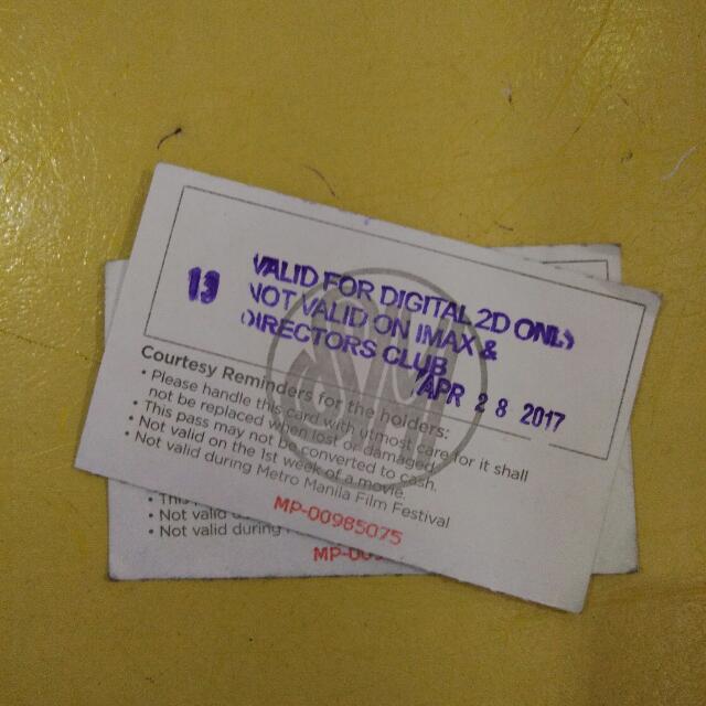 SM Cinema Movie Pass 2Pcs Available, Tickets & Vouchers, Store Credits ...