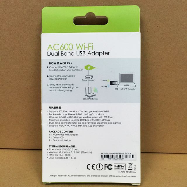 全新AC600 WI-FI Dual Band USB Adapter WIFI 手指#crushonyou, 電腦＆科技, 電腦周邊及配件 ...